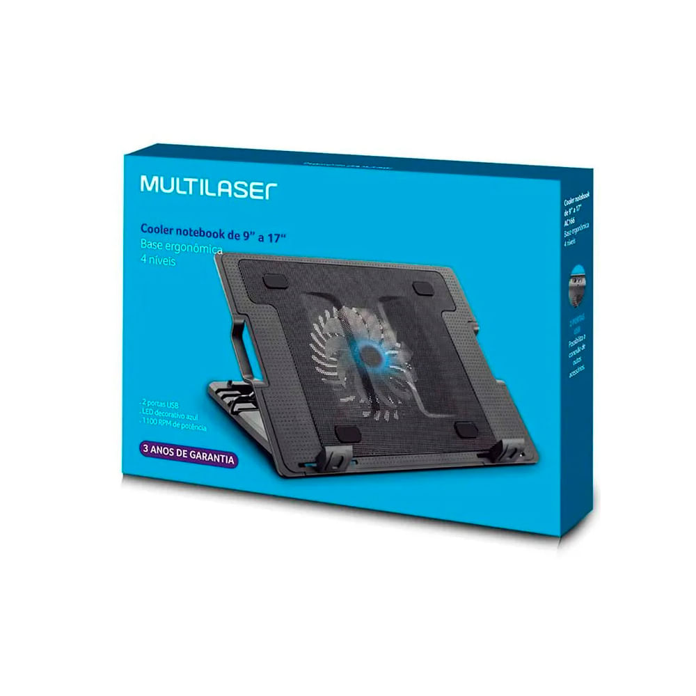 Suporte p/ Notebook até 17 c/ Cooler Multilaser AC166 - Mservice