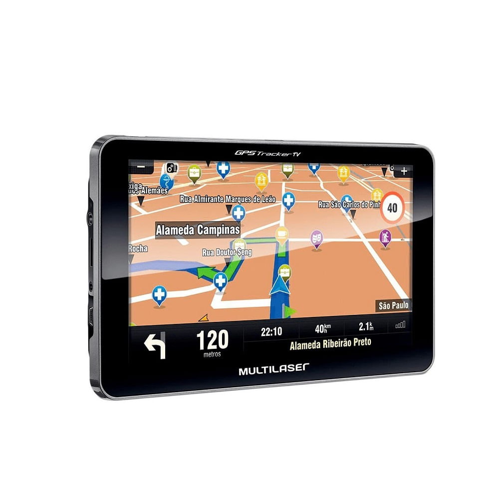 GPS Multilaser Tracker III Tela 7" TV Digital GP038 Preto - Mservice